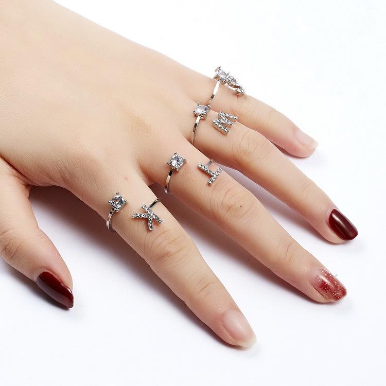 Adjustable Crystal Letter Rings – Glitzhouzz